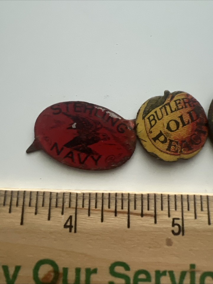 4 Old Vintage tobacco tags Sterling navy butlers peach Taylor Sun cured ...