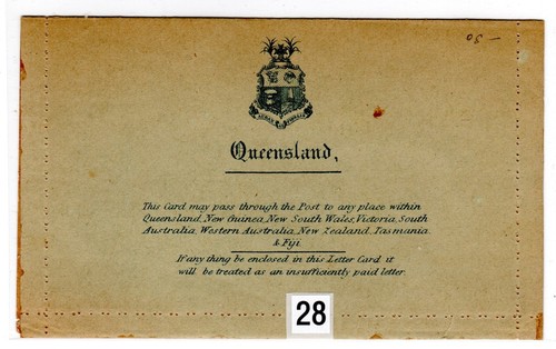 28* QUEENSLAND 2d BLUE QV LETTERT CARD UNUSED SHOWING ITS AGE | eBay