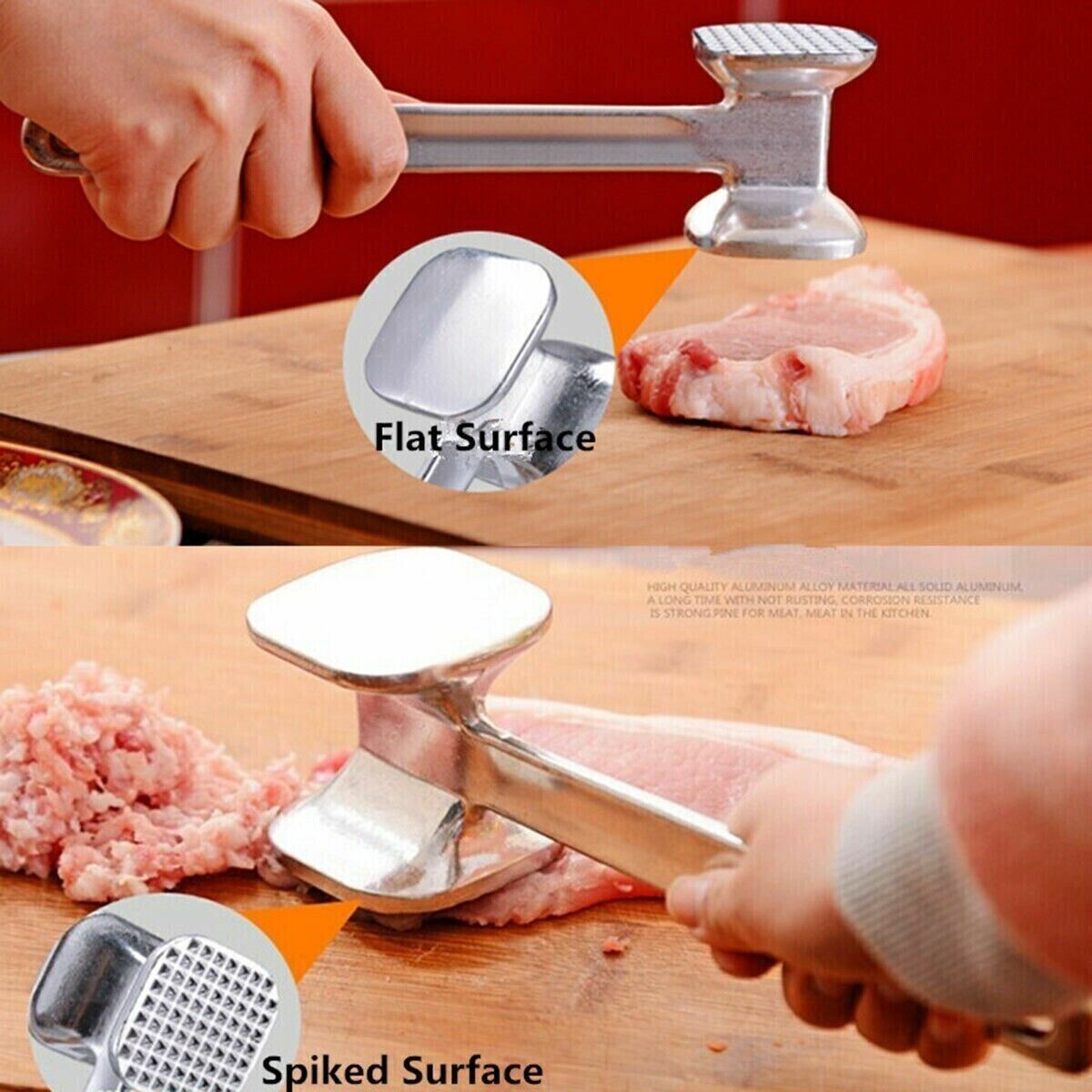 Stainless Steel Aluminium Double Side Beaf Steak Mallet Meat Tenderizer ...