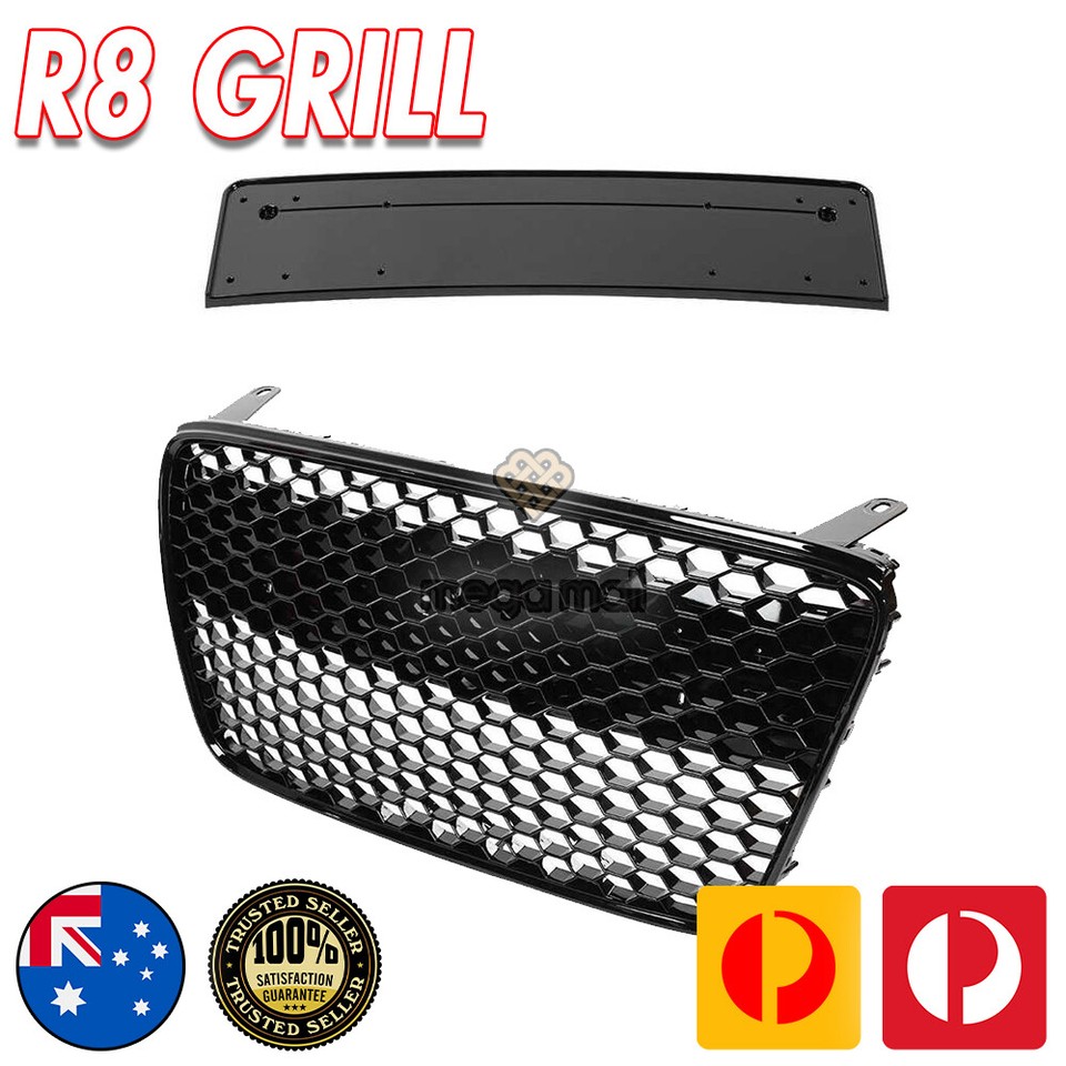 Gloss Black Honeycomb RS Style Bumper Bar Grille Grill for AUDI R8 MY08 ...