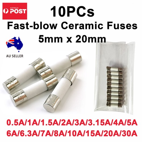 10PCs M205 Ceramic Fuses 5mm x 20mm Fast Blow 250V Select From 0.5A to ...