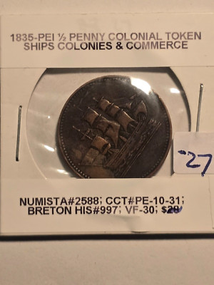 CANADIAN COLONIAL TOKEN 1835c Ships Colonies Commerce PE-10-31; VF-30 ...