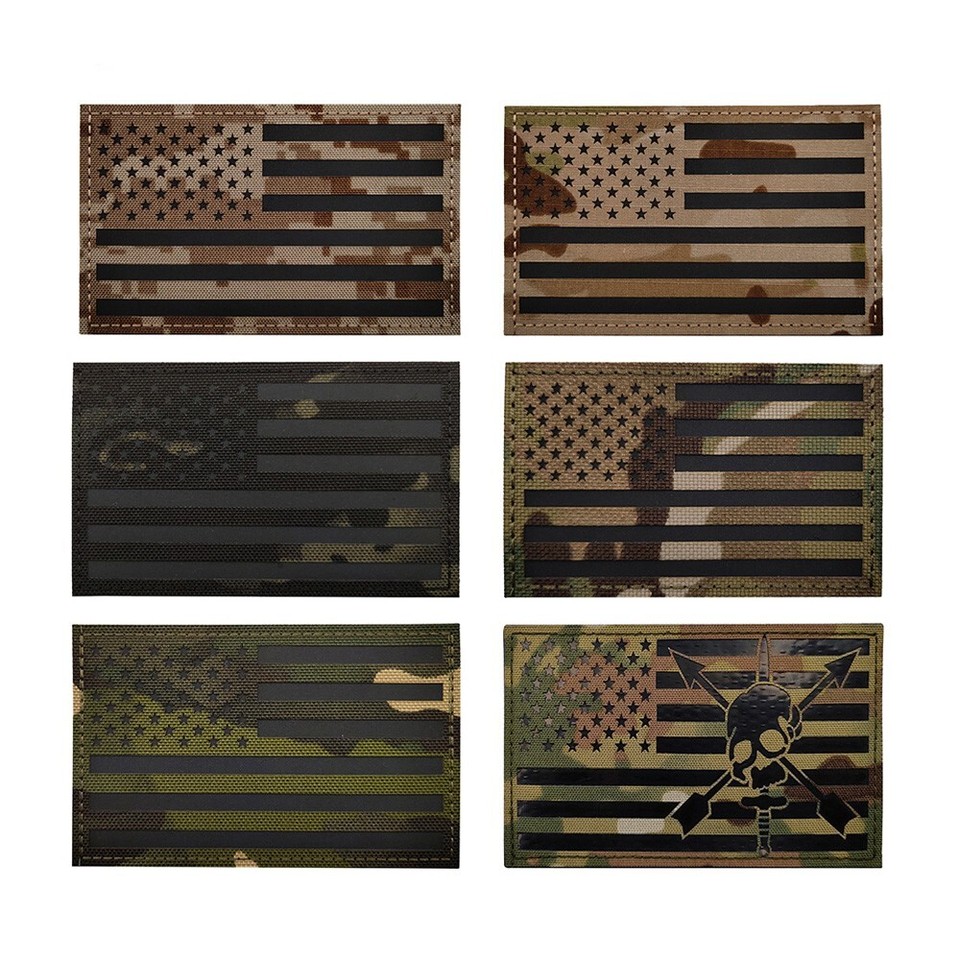 Big Size IR Reflective USA US AMERICAN FLAG TACTICAL HOOK&LOOP PATCH ...