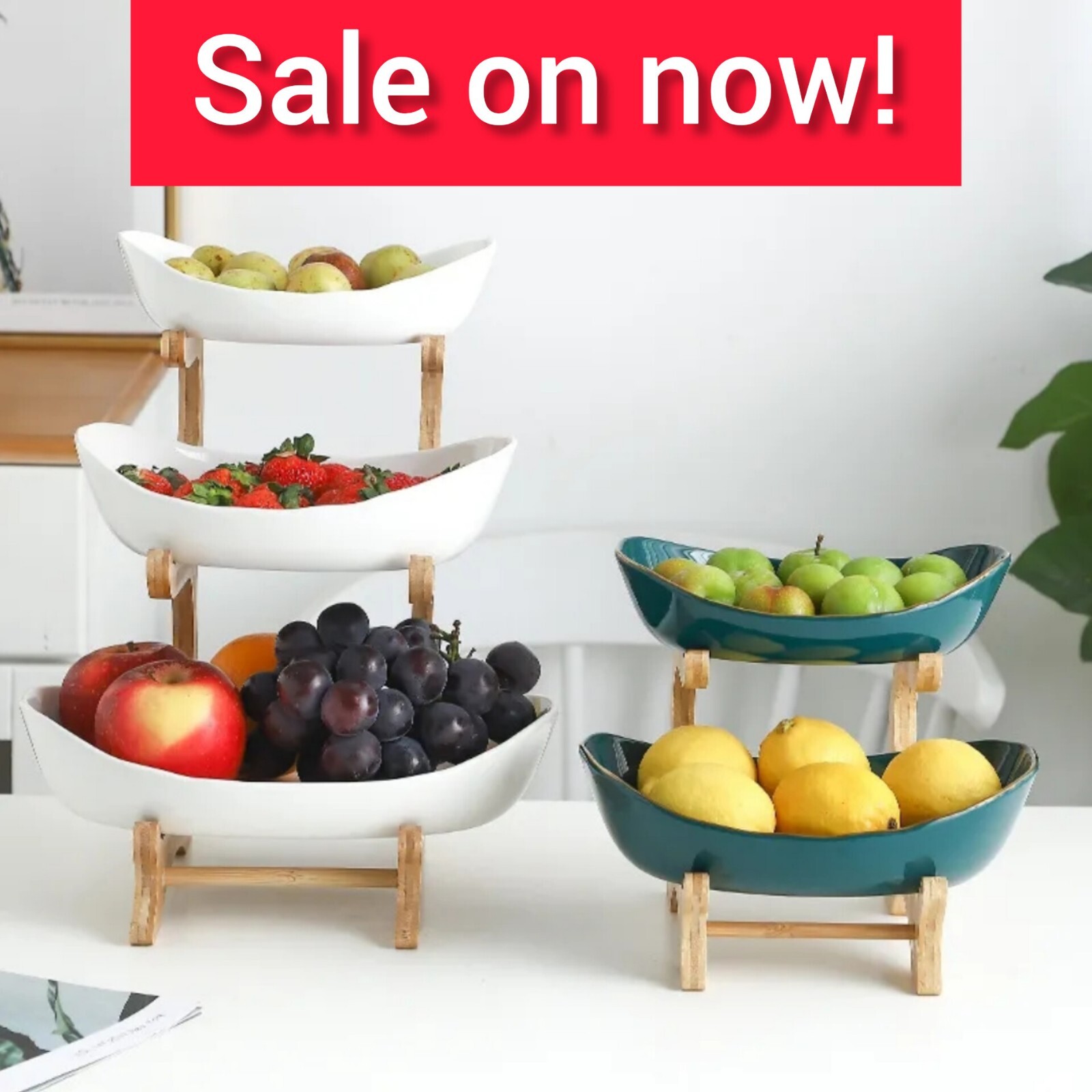 2/3 Tier Fruit Storage Basket Bowl Holder Vegetable Utility Rack ...