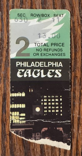 9/12/82 Mike Quick NFL Debut Ticket Stub Philadelphia Eagles Vs Wash ...