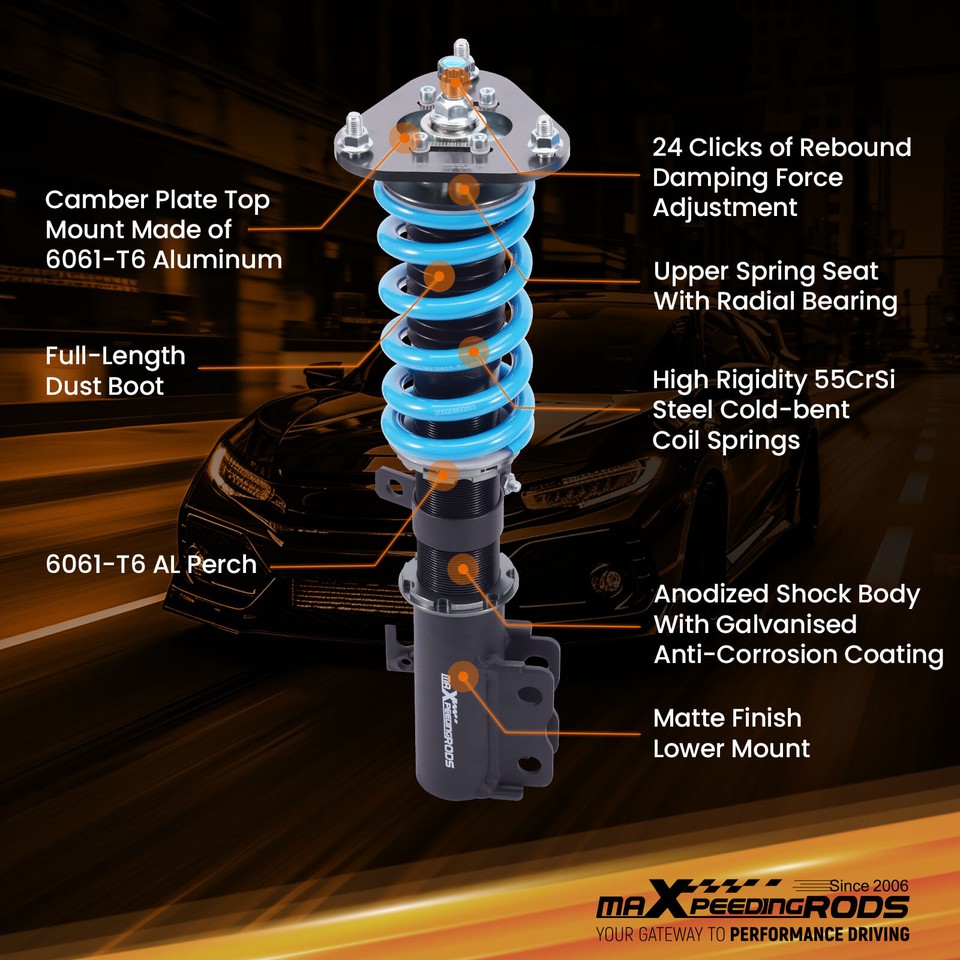 Full Coilovers w/ 24 Way Dampers For Toyota Corolla 03-08 Matrix ...