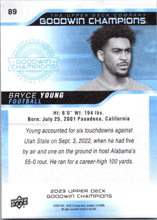 2023 Upper Deck Goodwin Champions Bryce Young #89 | eBay