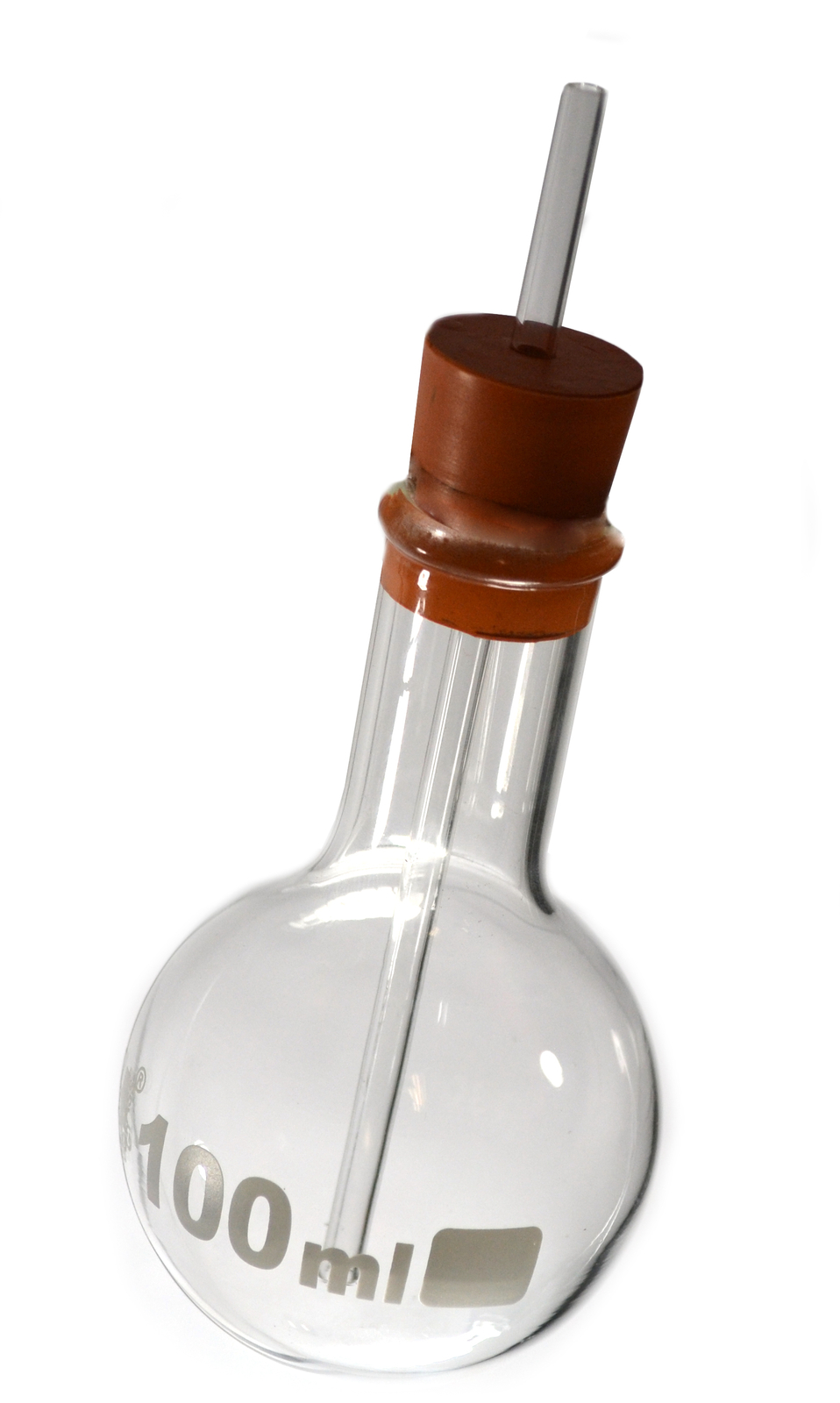 Round Bottom Flask -100mL- w/ Glass Tubing and Rubber Stopper ...