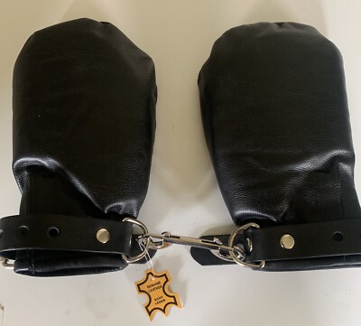 GENUINE LEATHER PADDED BONDAGE BDSM FETISH RESTRAINT MITTENS MITTS FIST ...
