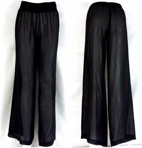 In Style- Women's Sheer Lounge/Cover-Up Pants- 14933NI Black Small ...