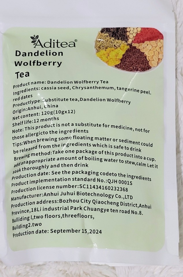 Dandelion Wolfberry Tea, Kidneys & Liver Health, Seven Natural Herbal ...