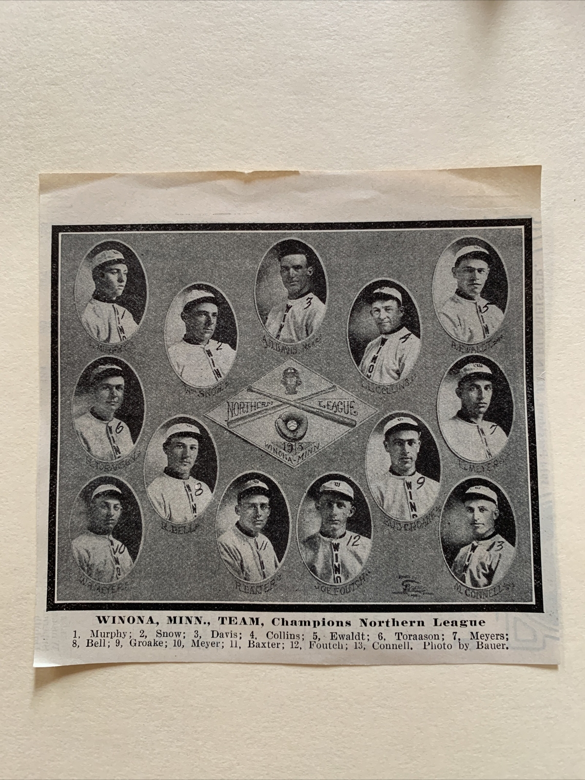 Winona Pirates Lefty Davis Billy Meyer Art Ewoldt 1913 Baseball Team ...