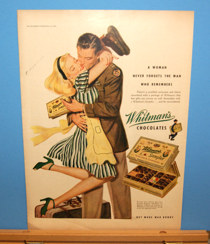 1944 Print Sales AD Advertisement Art WW11 Whitman's Sampler Chocolate ...
