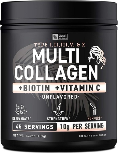 Zeal Naturals Multi Collagen Protein Powder Biotin Vitamin C 45 ...