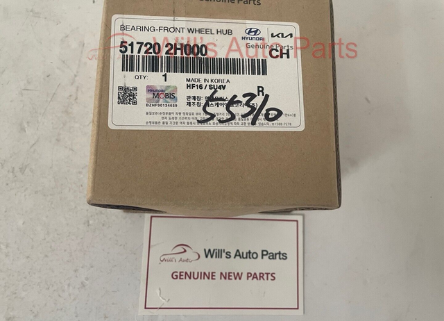 Genuine Hyundai Bearing-fr Wheel Hub Part 51720 2h000 for sale online ...