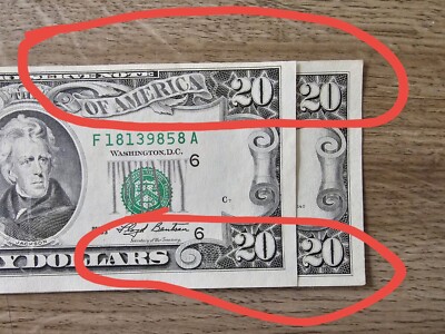 1993 ERROR 20 DOLLARS MISALIAGNMENT / SHIFT PAPPER PRINTING ERROR ...