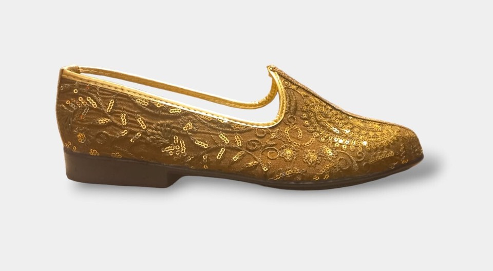 Handmade Men's Jutti Indian Khussa SHOE (UK_6,7,8,9,10,11) BROWN-GOLD ...