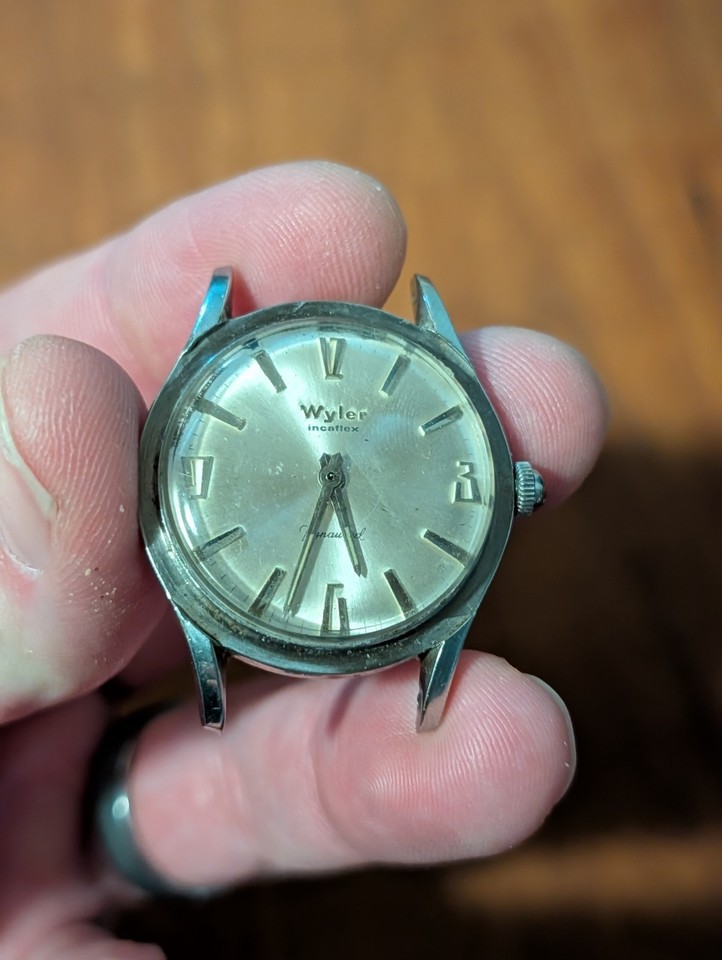 Vtg Wyler Incaflex Watch Mens Silver Tone- RUNNING - For Parts Or ...