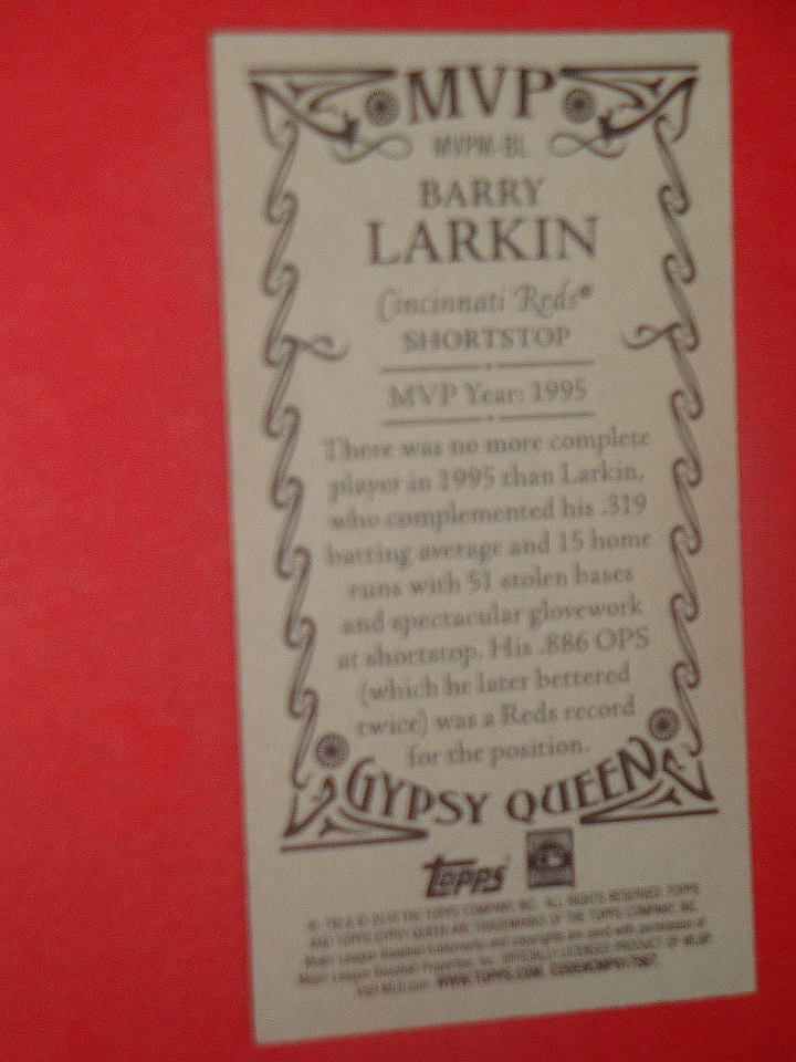 Barry Larkin - 2016 Gypsy Queen MVP Mini Baseball card #MVPM-BL ...