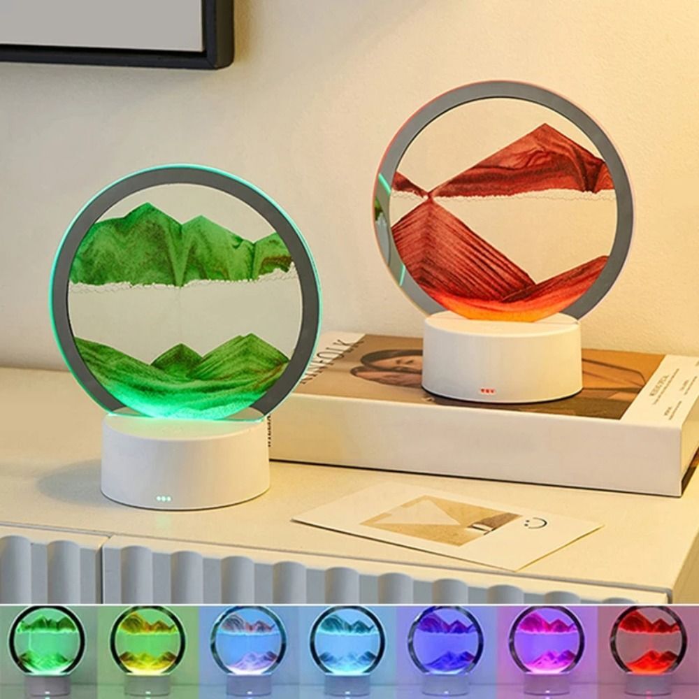 LED Sandscape Lamp Moving Sand Art Night Light with 7 Colors Light 3D ...