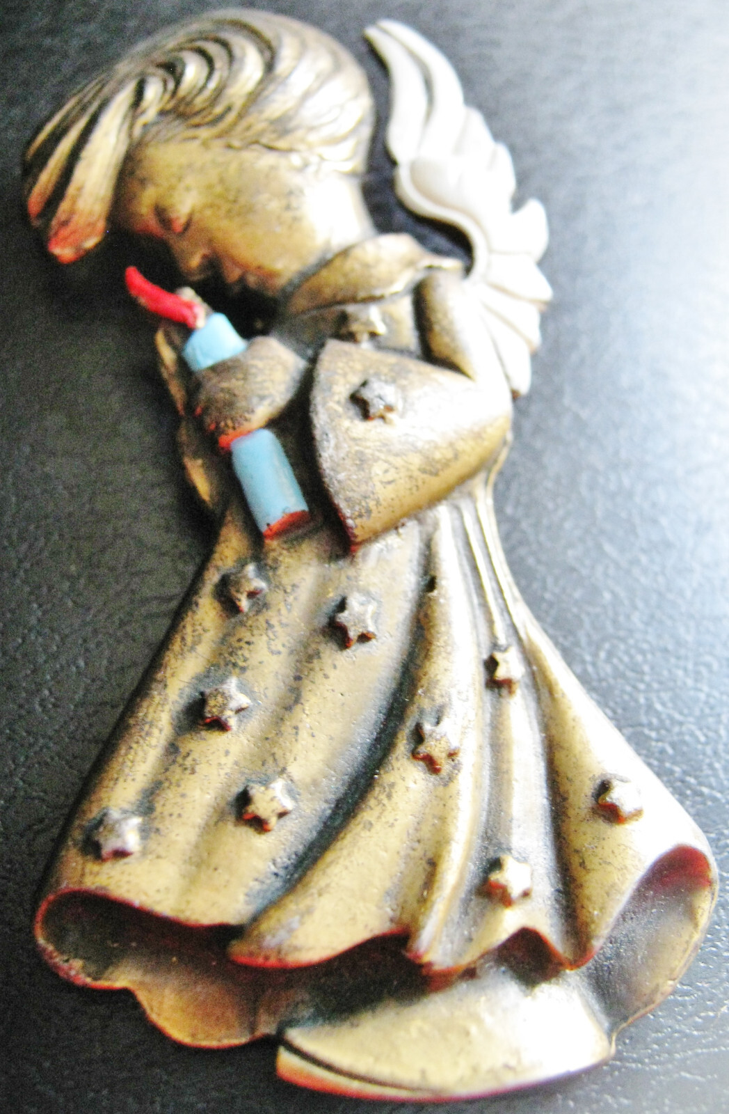 SILSON FUR CLIP RARE VINTAGE CHRISTMAS HUMMEL STARRY ANGEL PIN HOLDING ...