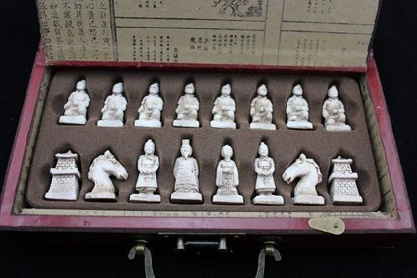 Chinese Wood Leather box with 32 pieces Chess Set Free shipping | eBay