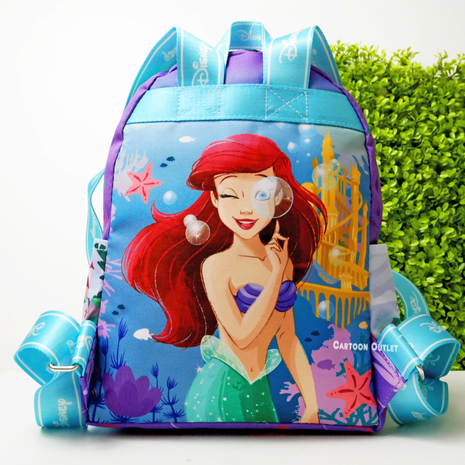 Disney Ariel Nylon Backpack 13" Deluxe All Over Print Purse The Little ...