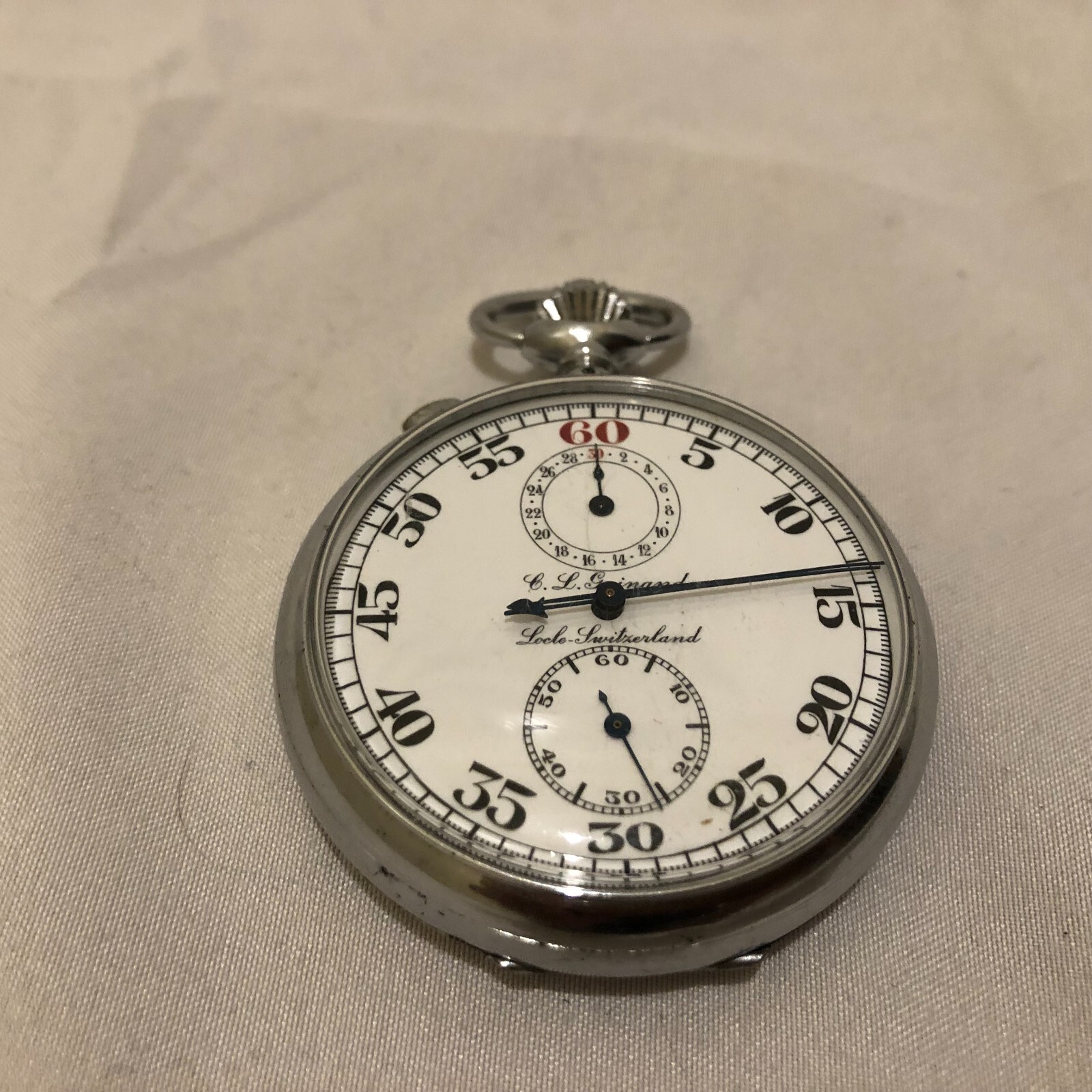 Vintage C.L. Guinand Split Second Mechanical Stop Watch Valjoux 57 Runs ...