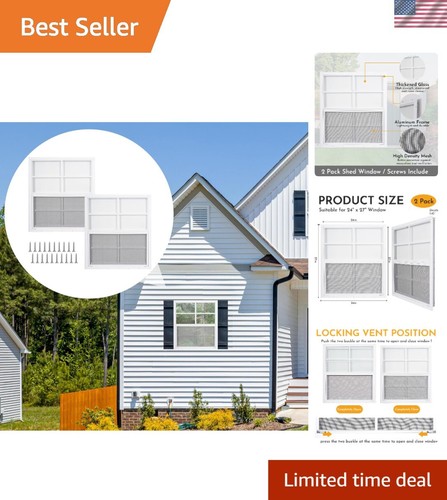 Weatherproof Sliding Shed Windows 24'' x 27'' - 2 Pack with Fiberglass ...