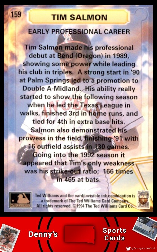 1994 Ted Williams #159 Tim Salmon California Angels Baseball Card | eBay