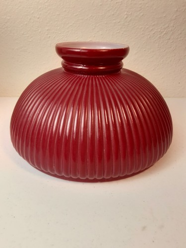 Vintage 10" Ruby Red Ribbed Glass Oil Lamp Shade Glass, 9.75" fit | eBay