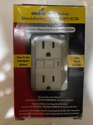 Cooper ShockSentry GFCI/DDFT/ICTA Duplex Receptacle FR6E Almond ...