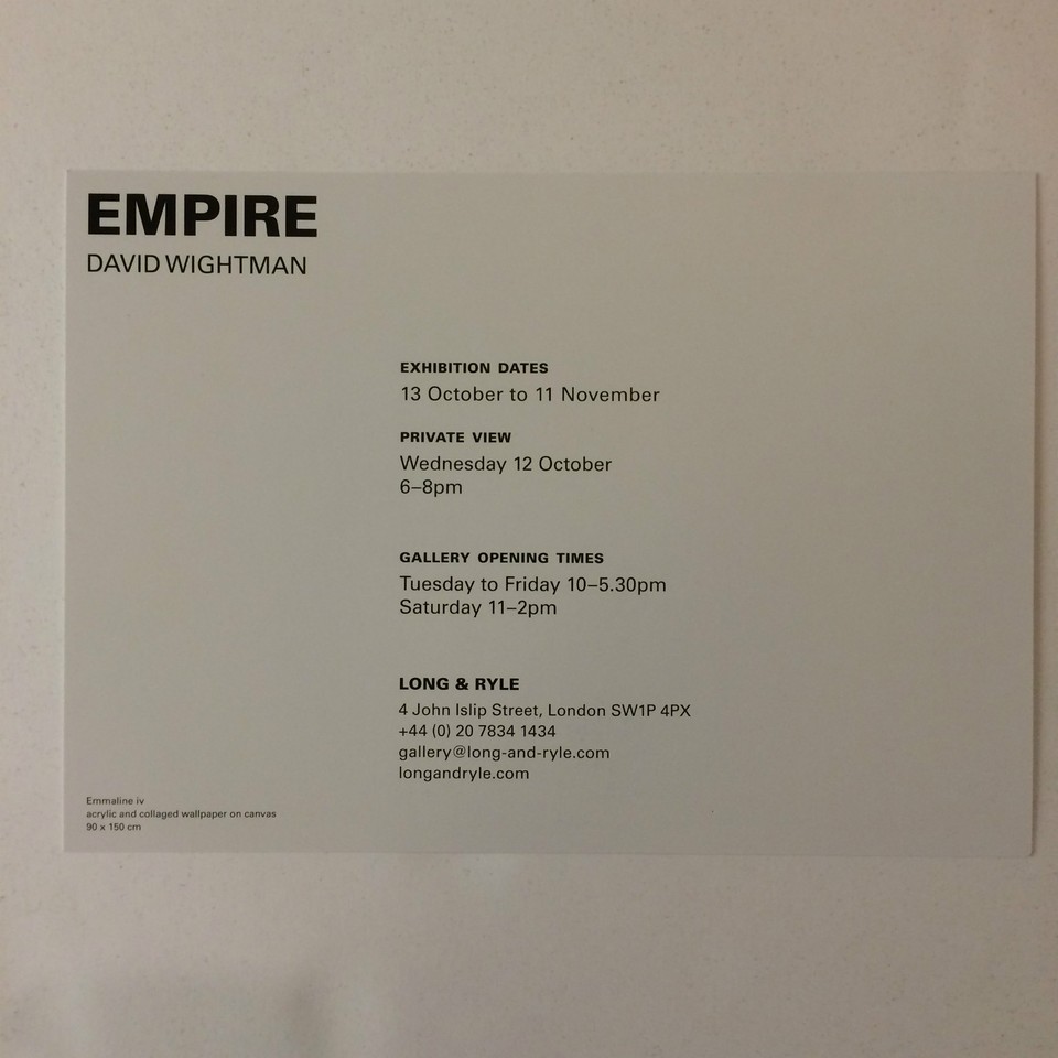 DAVID WIGHTMAN, private view invitation card, 2016 | eBay