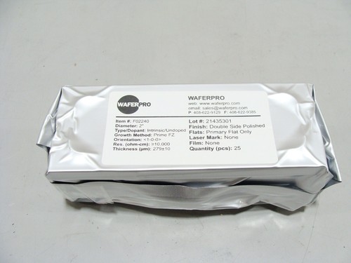 New 25pc WAFERPRO F02240 2" Prime Undoped Double Side Polished Silicon ...