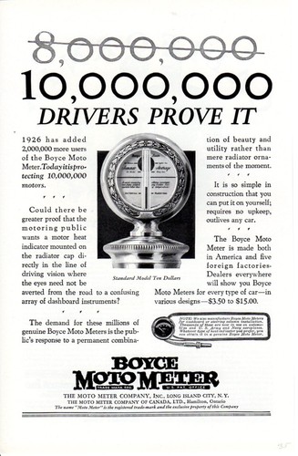 1926 Vintage print ad Boyce Motor Meter car part California another ...