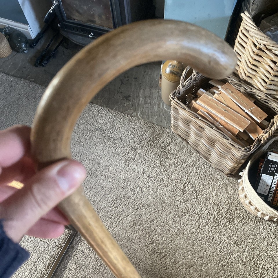 Vintage Curved Handle Walking Stick crook handle, Traditional Cane ...