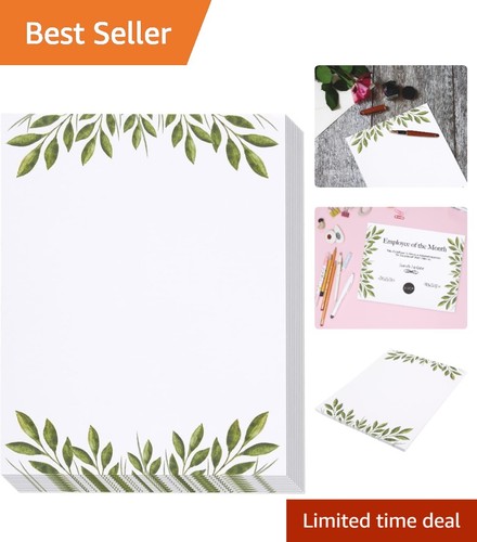 Leaf Design Writing Paper Set - 48 Sheets 8.5 x 11 for Creative ...