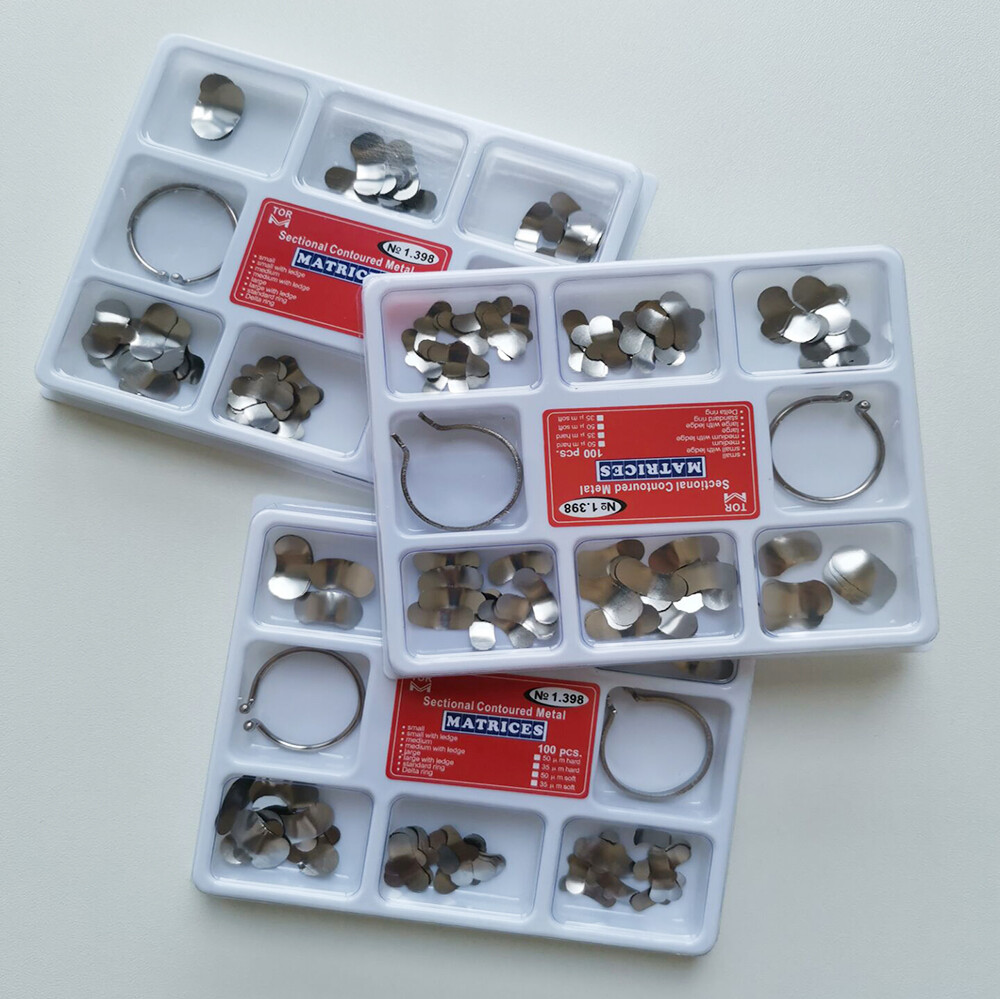 TOR VM 3 Sets Dental Matrix Bands Sectional Contoured Matrices Wedges ...