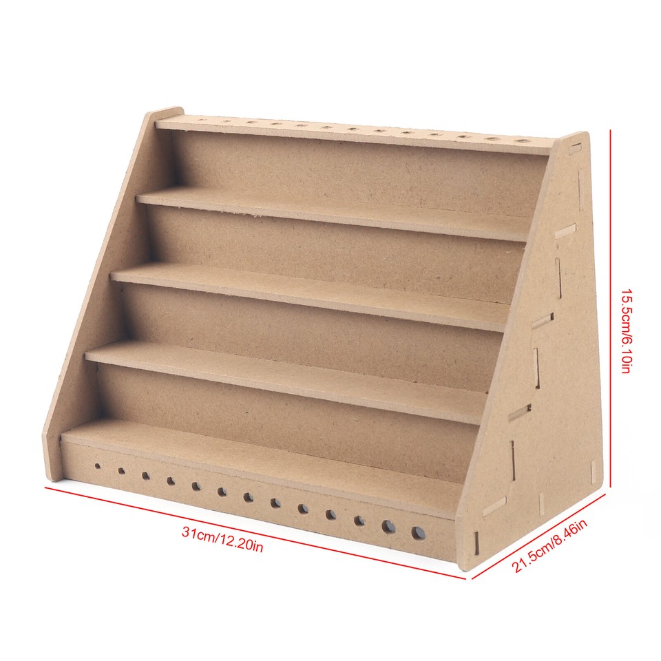 4 Layer Wooden Paint Bottle Rack Model Organizer Storage Holder ...