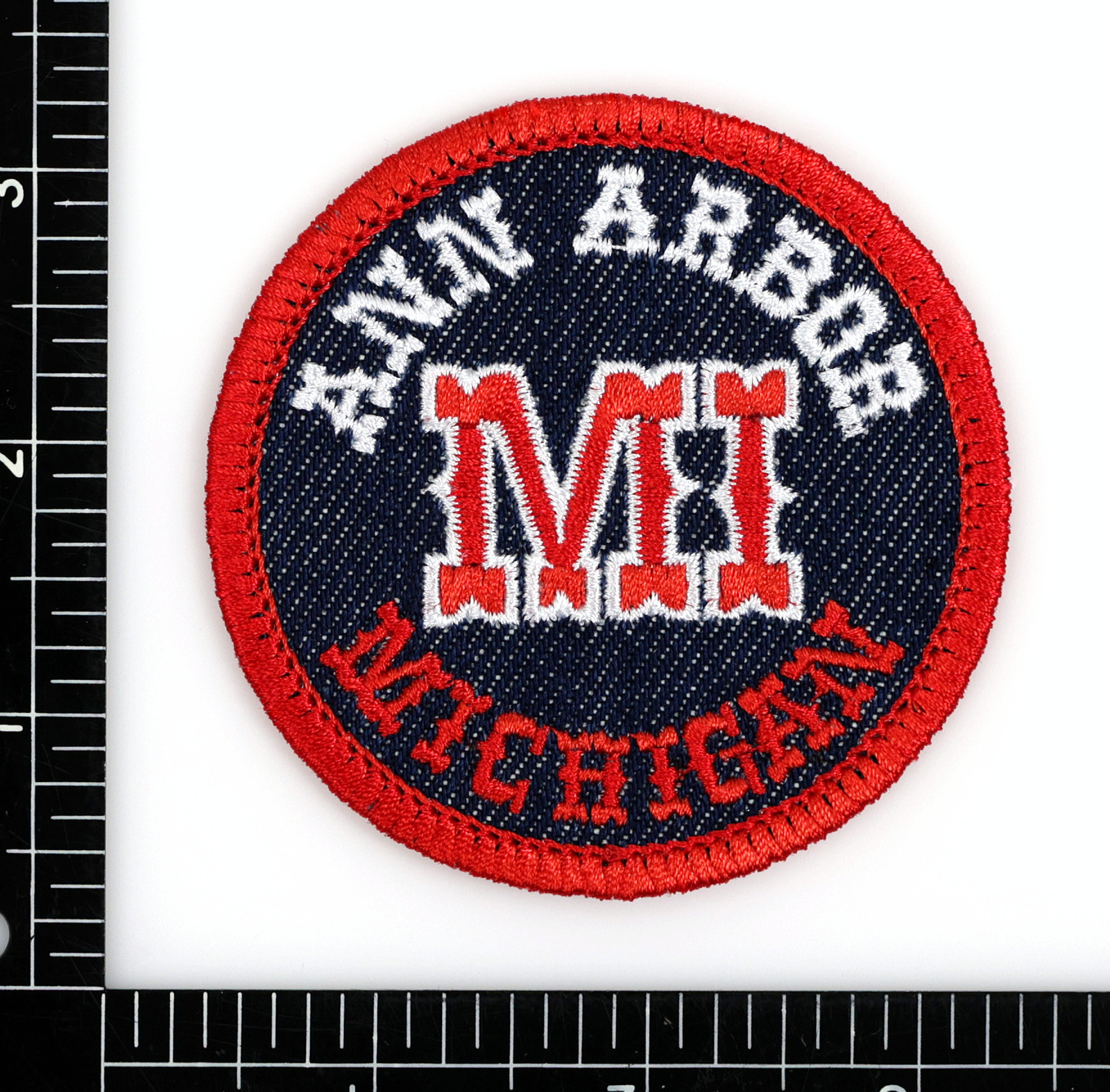 Ann Arbor Michigan Embroidered Patch - Blue Denim/Red Iron-On Sew-On ...