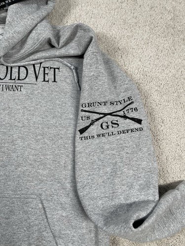 Grunt Style Adult Medium Grumpy Old Vet Pullover Gray Hoodie Official ...