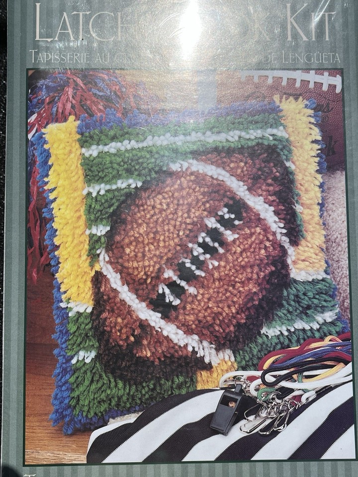 Natura Latch Hook Rug Kit TOUCHDOWN 12" x 12" Caron P541 Football New ...