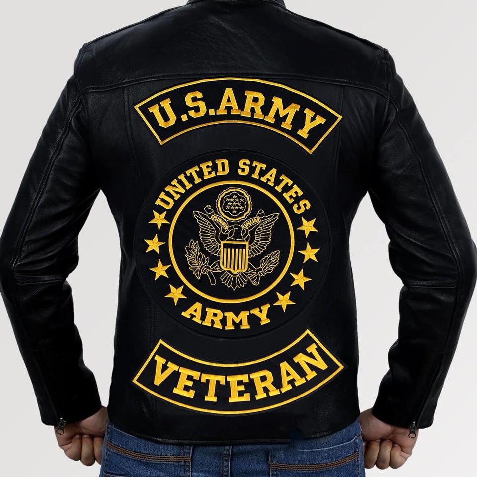 Golden Army Veteran Patches Set for Veterans Bikers Motorcycle Jacket ...