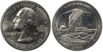 2018-S Block Island Refuge RI National Parks NP ATB 25C Unc Quarter ...