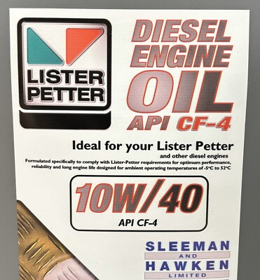 027-10212 Genuine Lister Petter Diesel 10W / 40 Engine Oil (5 Litres ...