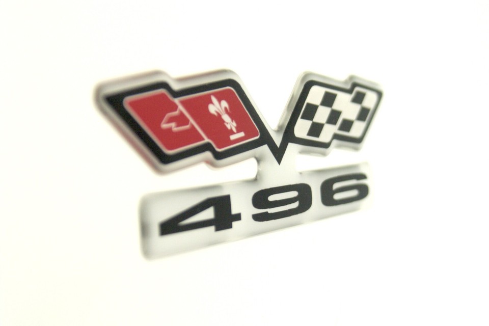 Chevy 496 (FLAGS) Emblem Super Sized Silver | United States