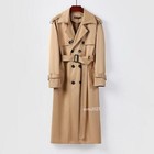 Double Breasted Mid Long Trench Coat Jacket Over Knee Length Overcoat ...
