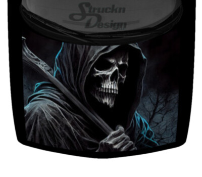 Hooded Fierce Reaper Skull Truck Hood Wrap Vinyl Car Decal Graphic ...