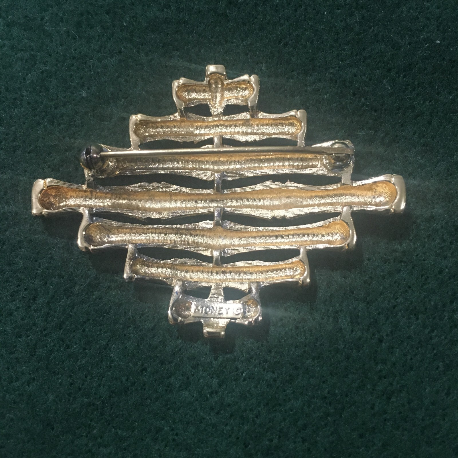 Monet Bamboo Stick Brushed Gold Tone Lapel Brooch Pin… - Gem