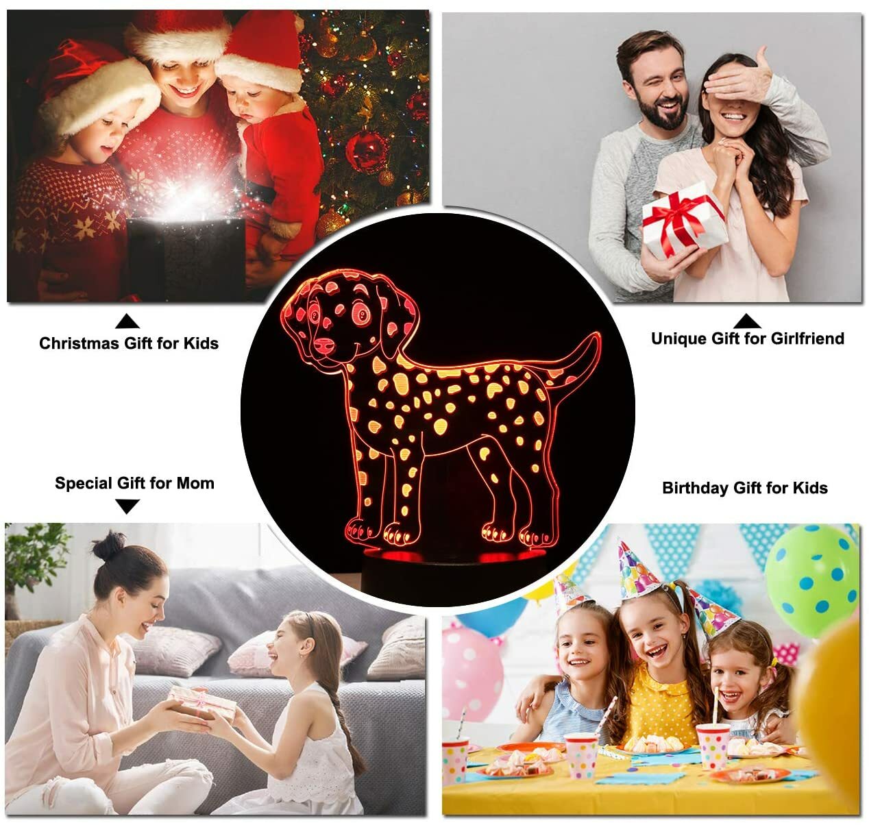 Dog Gifts Dog Lamp with 7 Colors Adjustable Timer Remote & Smart Touch ...